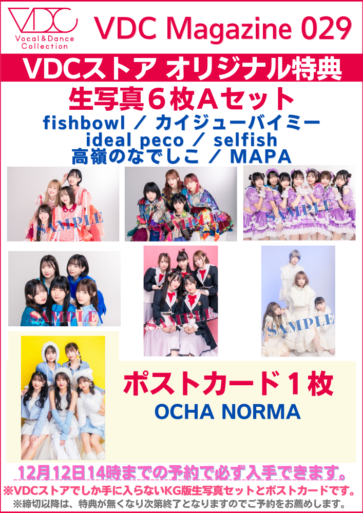 『OCHA NORMA』と Recommended Idol for 2024（fishbowl / カイジューバイミー / ideal peco / selfish）が表紙の『VDC ...